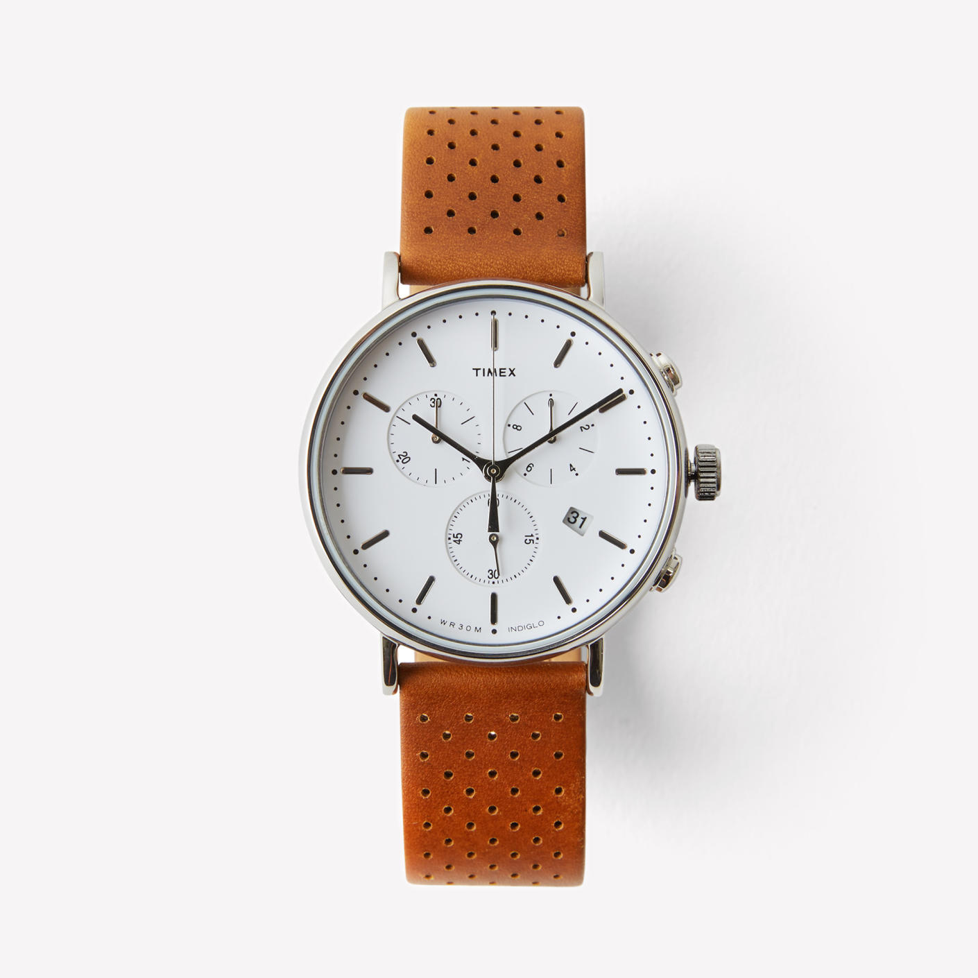 Timex The Fairfield Chronograph Watch, White/Brown | Bespoke Post