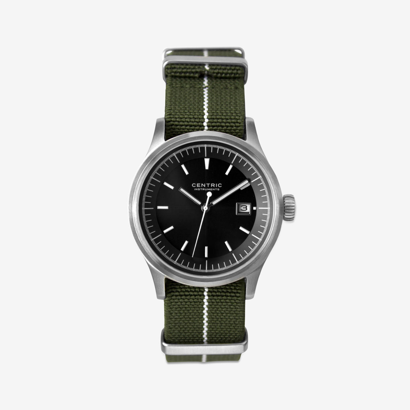 Centric Instruments Lightwell Field Solar Watch, Olive | Bespoke Post