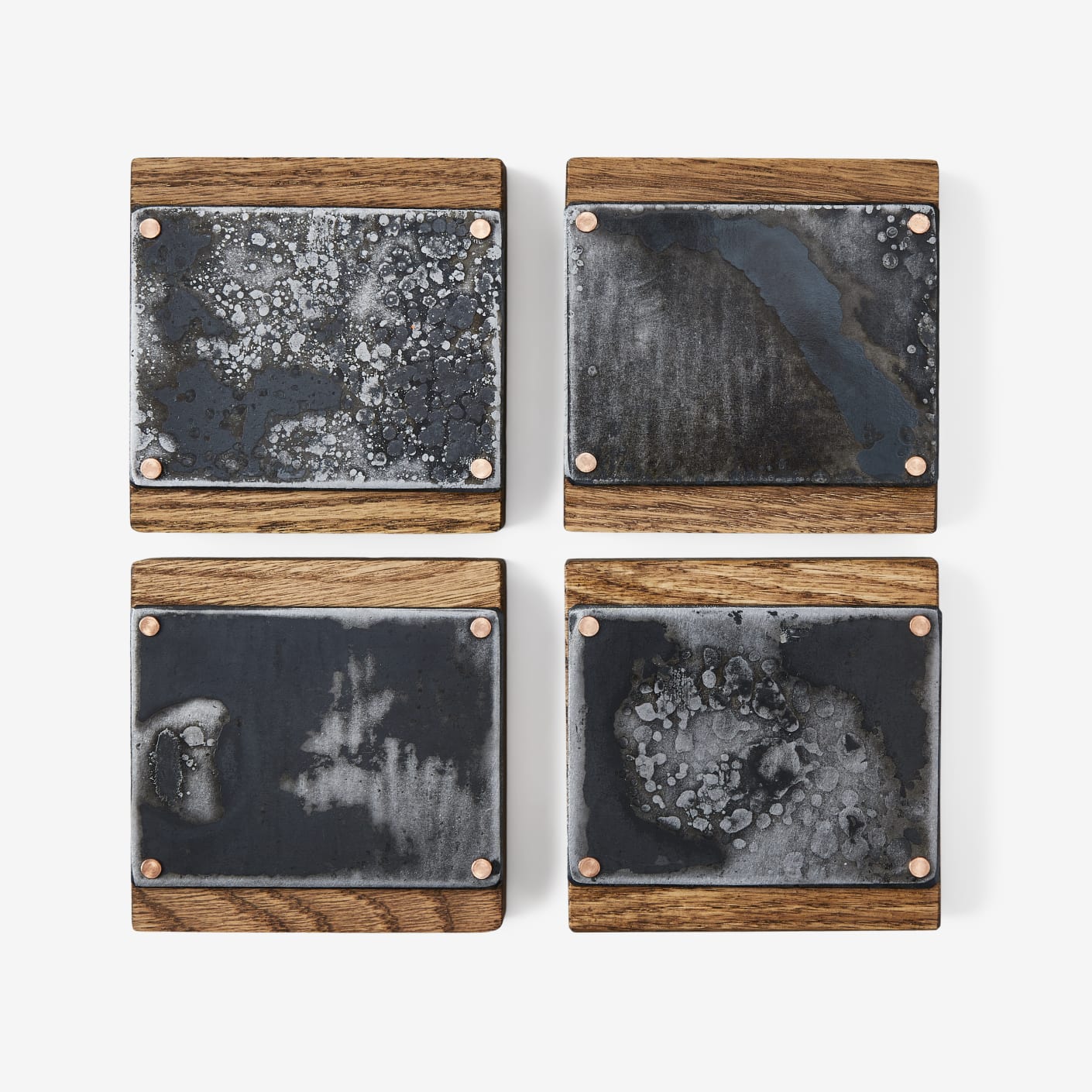J.A. Belle Designs Wood & Steel Coasters – Set of Four | Bespoke Post