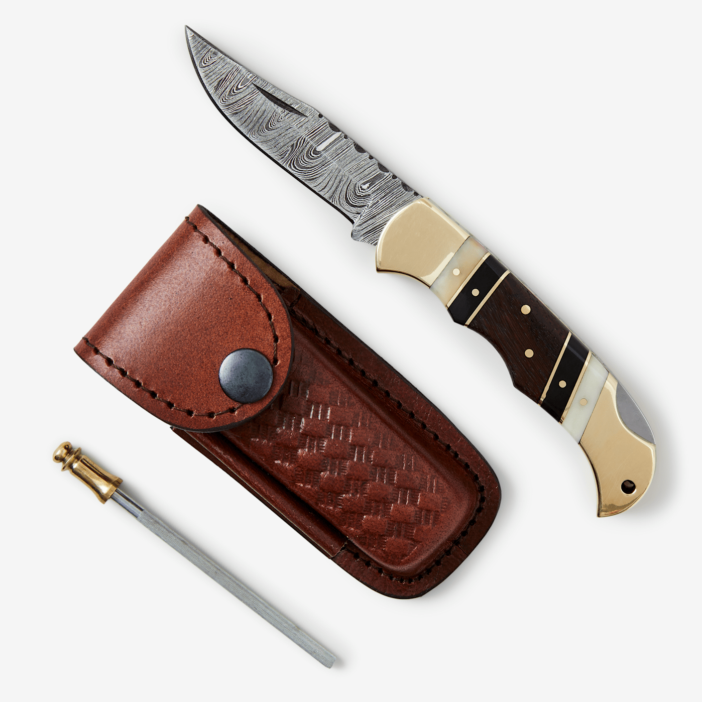 Black Forge Knives Buffalo Bone & Damascus Folding Knife | Bespoke Post