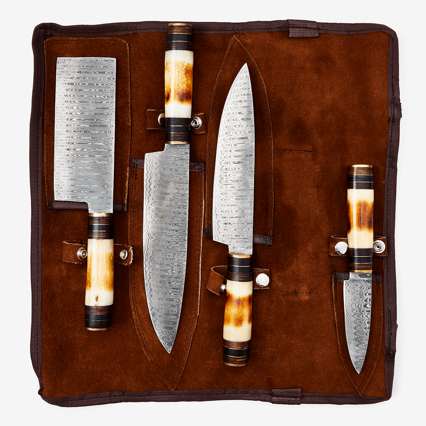 Titan Knives 5-Piece Damascus & Bone Knife Set | Damascus Knife Set ...