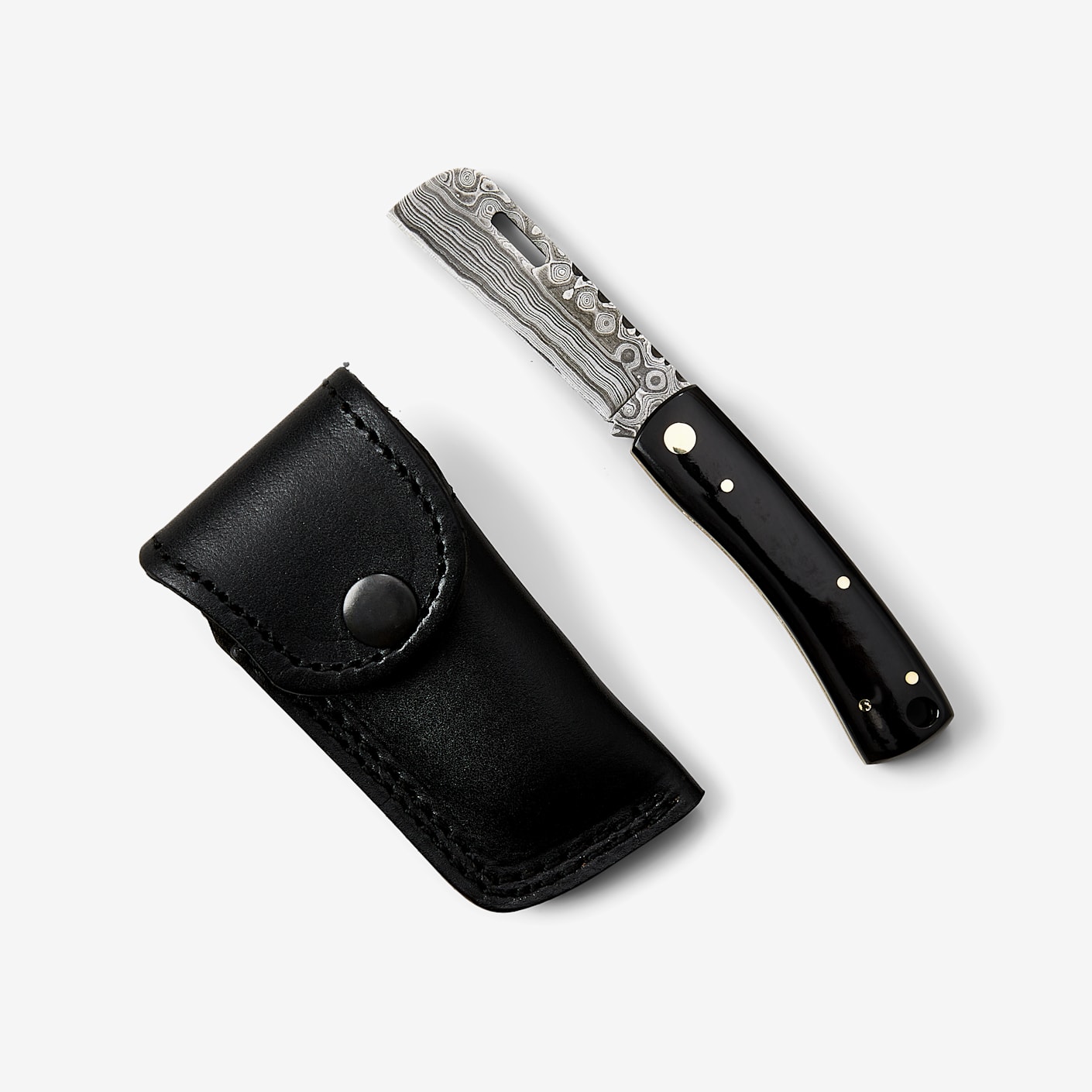 Black Forge Knives Damascus Sheepsfoot Blade Slipjoint Pocket Knife ...