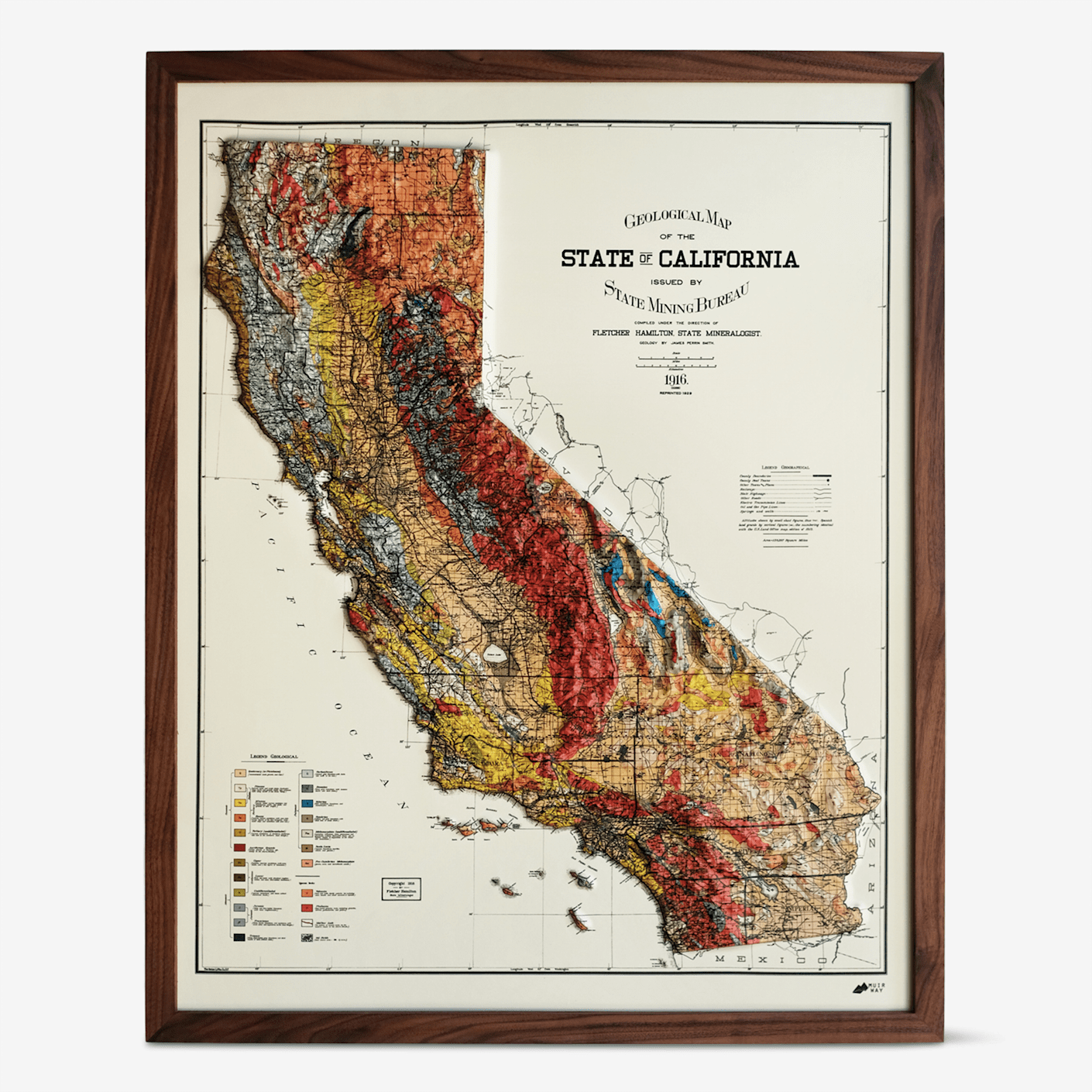 Muir Way California 1916 3D Raised Relief Map | Bespoke Post