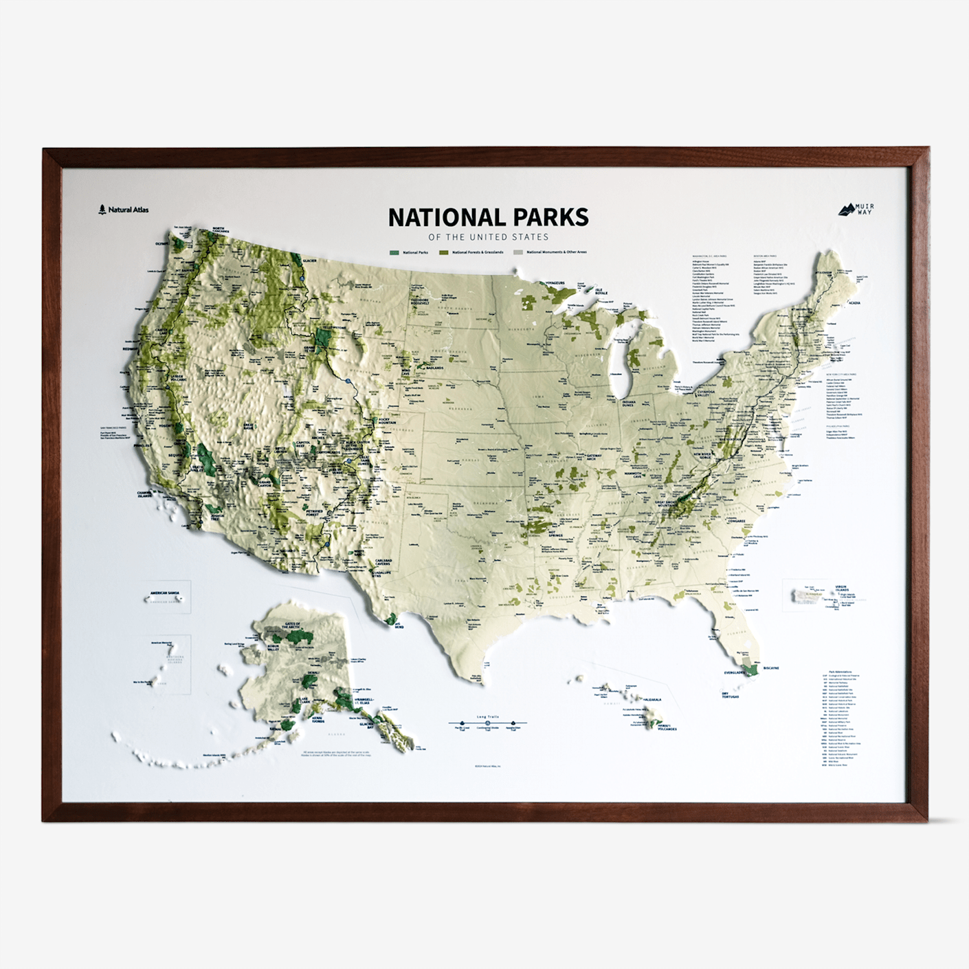 Muir Way USA National Parks 3D Raised Relief Map | Bespoke Post