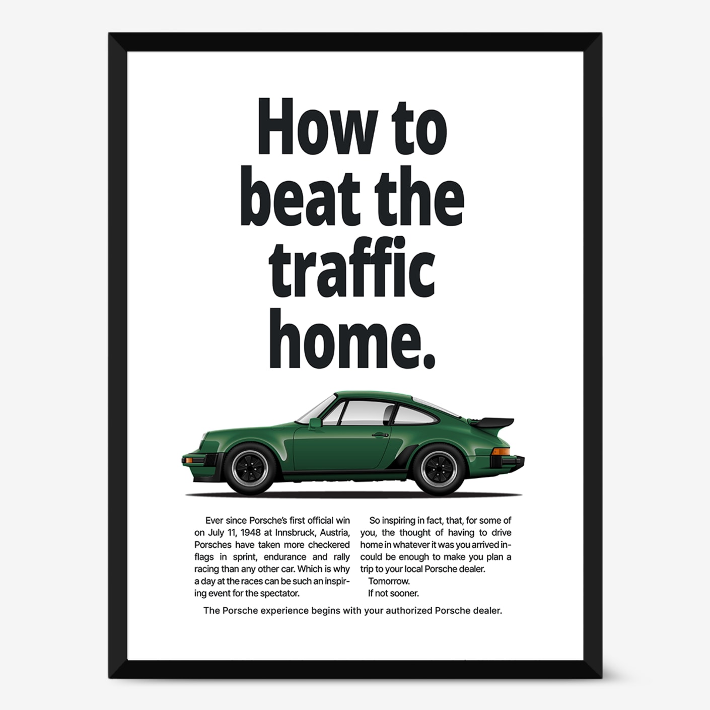 Rear View Prints Beat the Traffic Vintage 930 Turbo - Framed Art Print ...