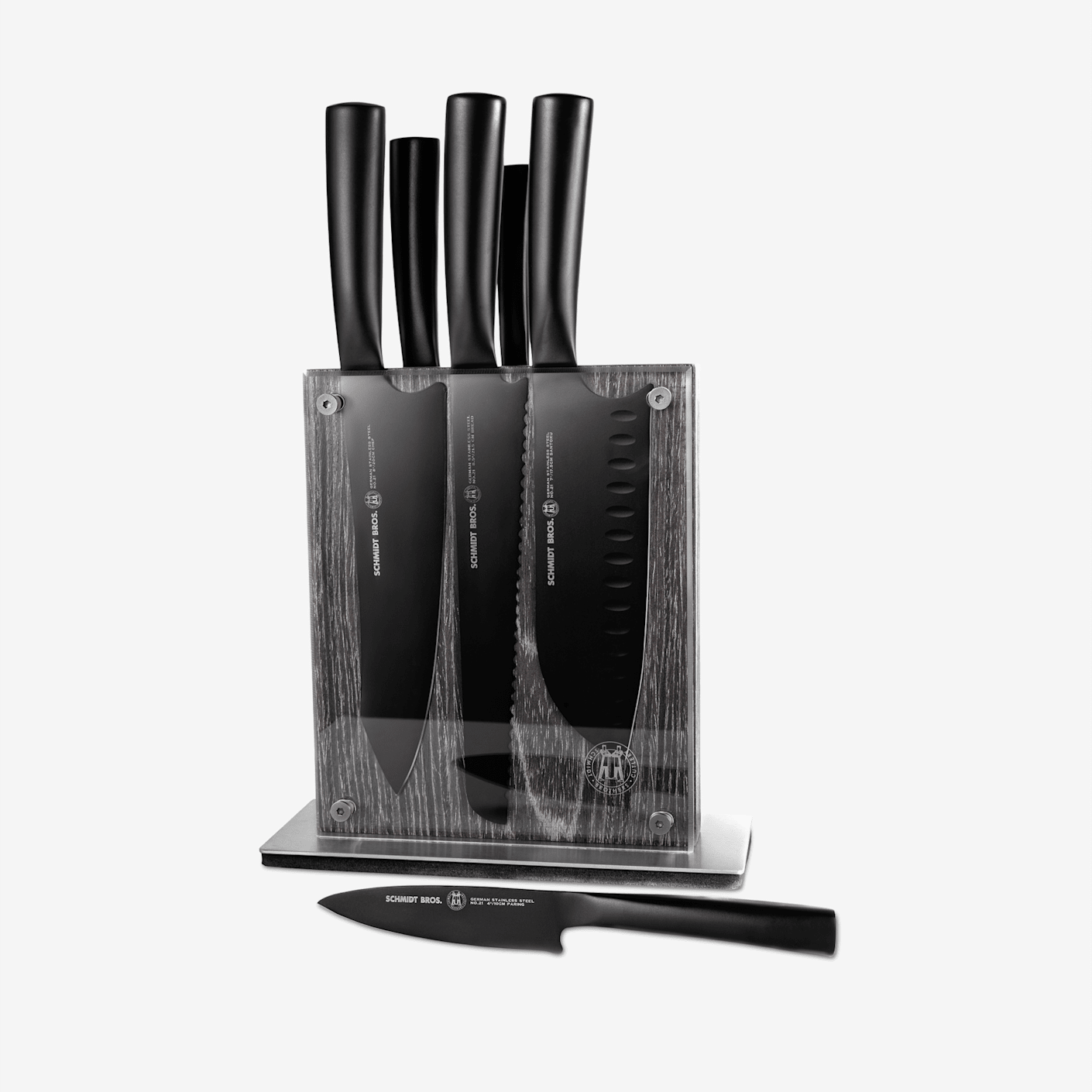 Schmidt Brothers Cutlery Jet Black 7-Piece Knife Block Set | Bespoke Post