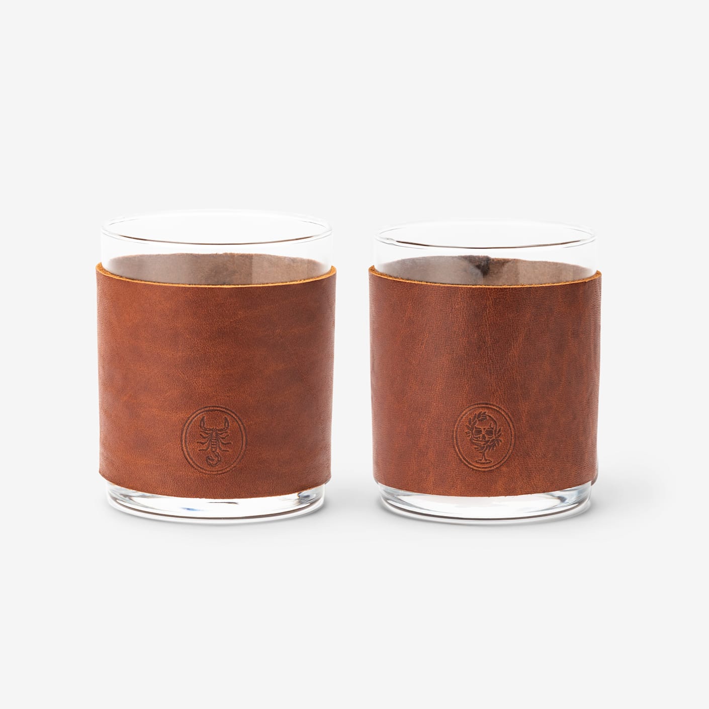 Codex Leather-Wrapped Rocks Glasses – Set of 2 Marcellin | Bespoke Post