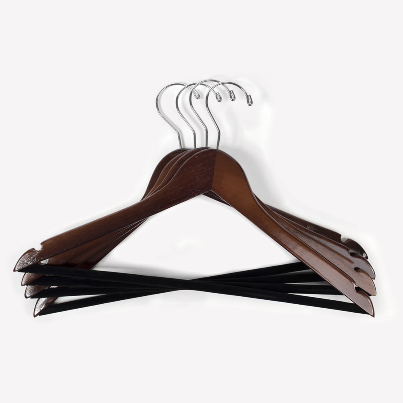 The Great American Hanger Company 1/2'' Flat Walnut Hangers – Set of 4 ...