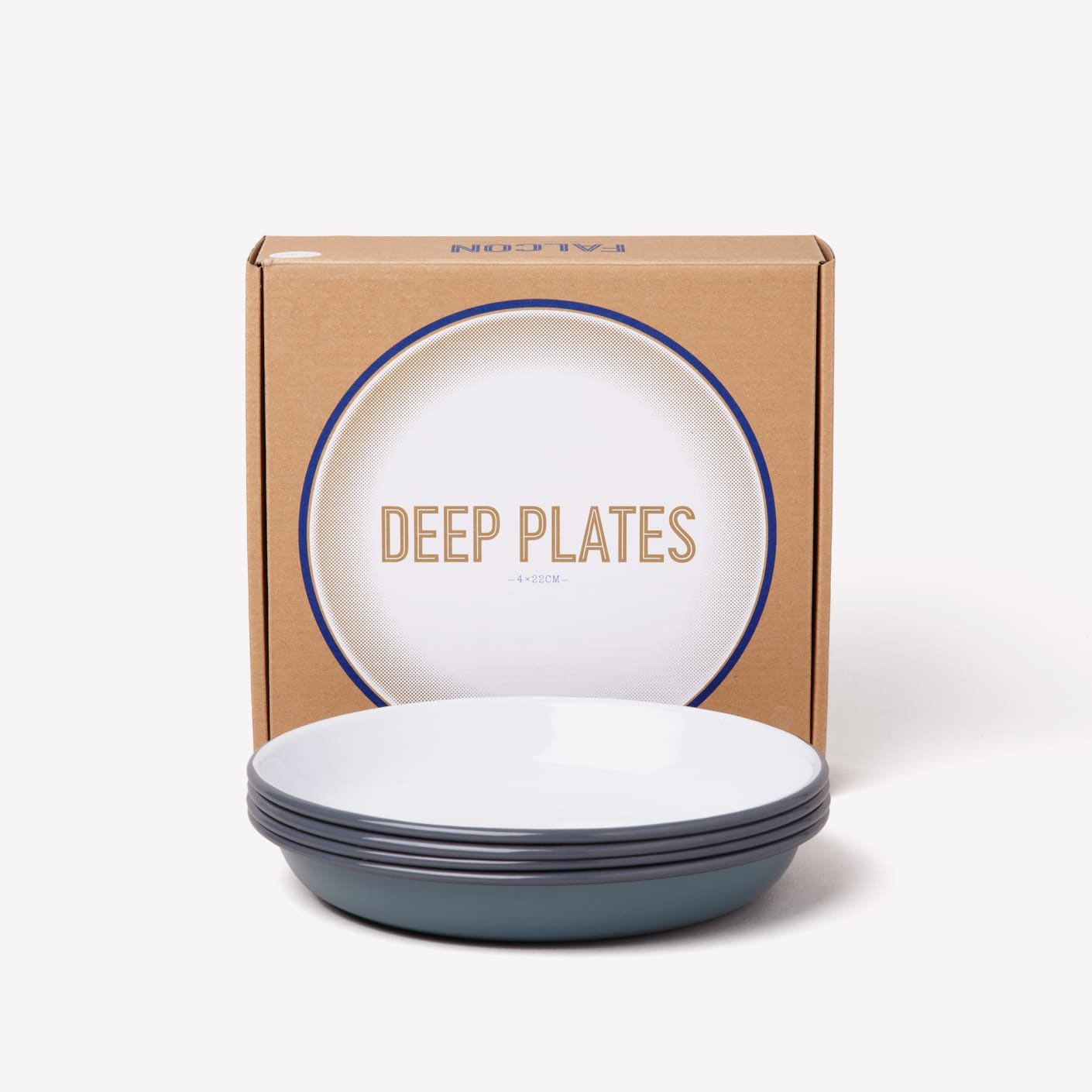 Falcon Enamelware Deep Enamel Plates Set – Grey | Bespoke Post