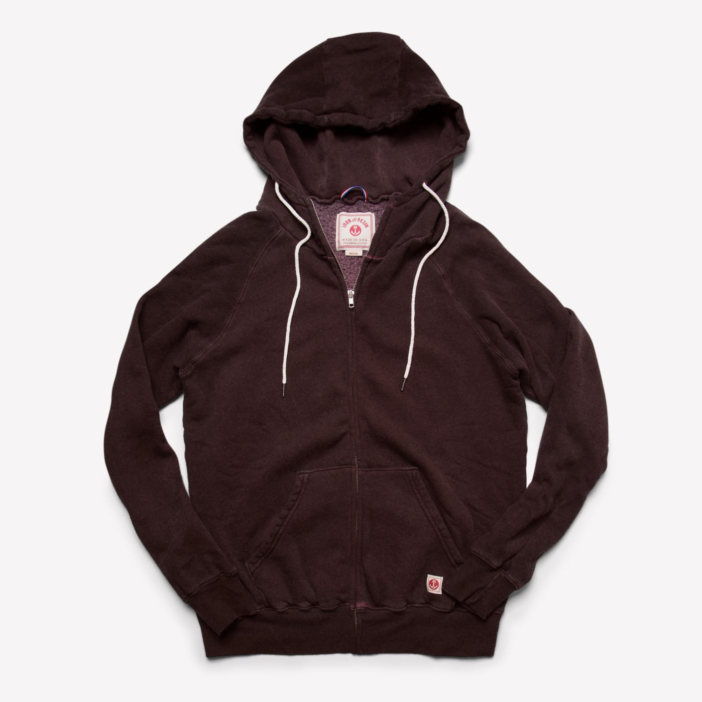 Iron & Resin Tide Wash Zip Hoodie – Oxblood | Bespoke Post
