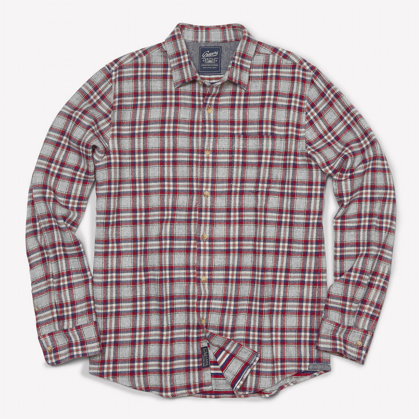 Grayers, Milbank Heritage Flannel, Gray Red Plaid