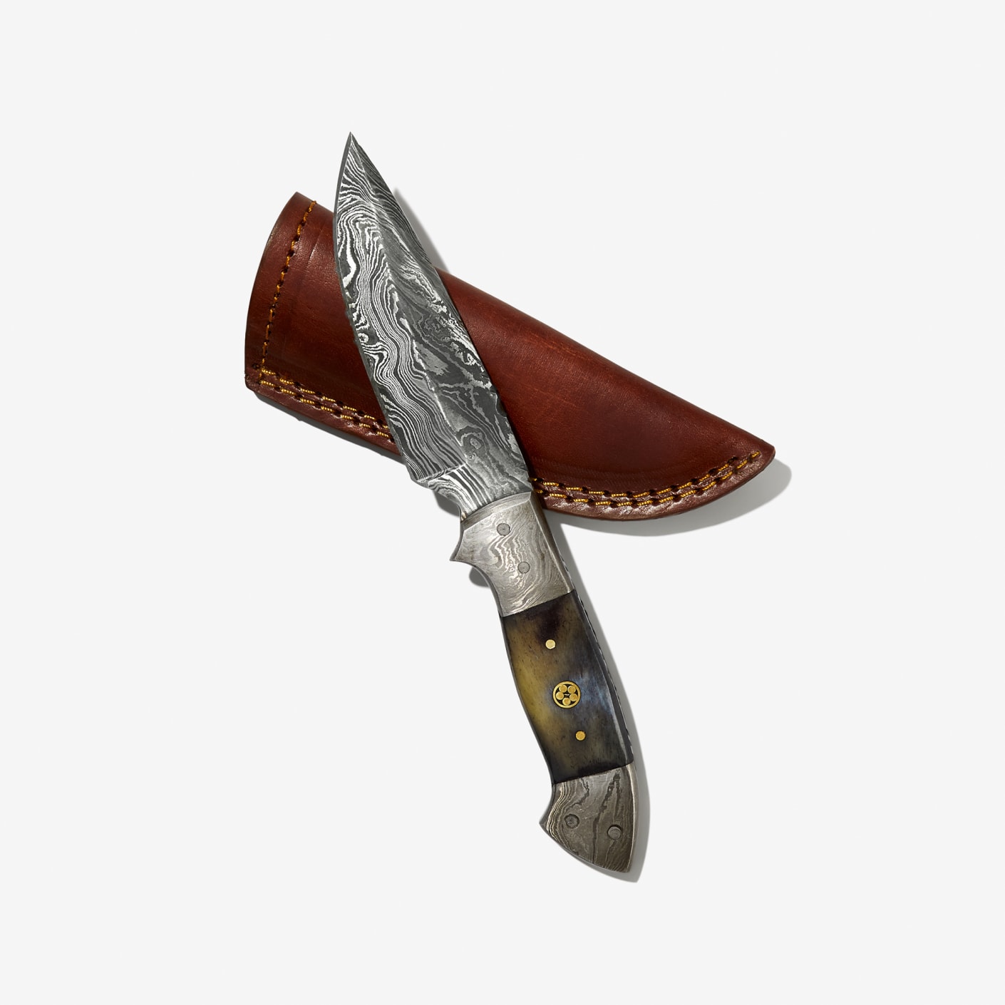 Titan Knives Damascus Bull Horn Hunting Knife | Damascus Hunting Knife ...