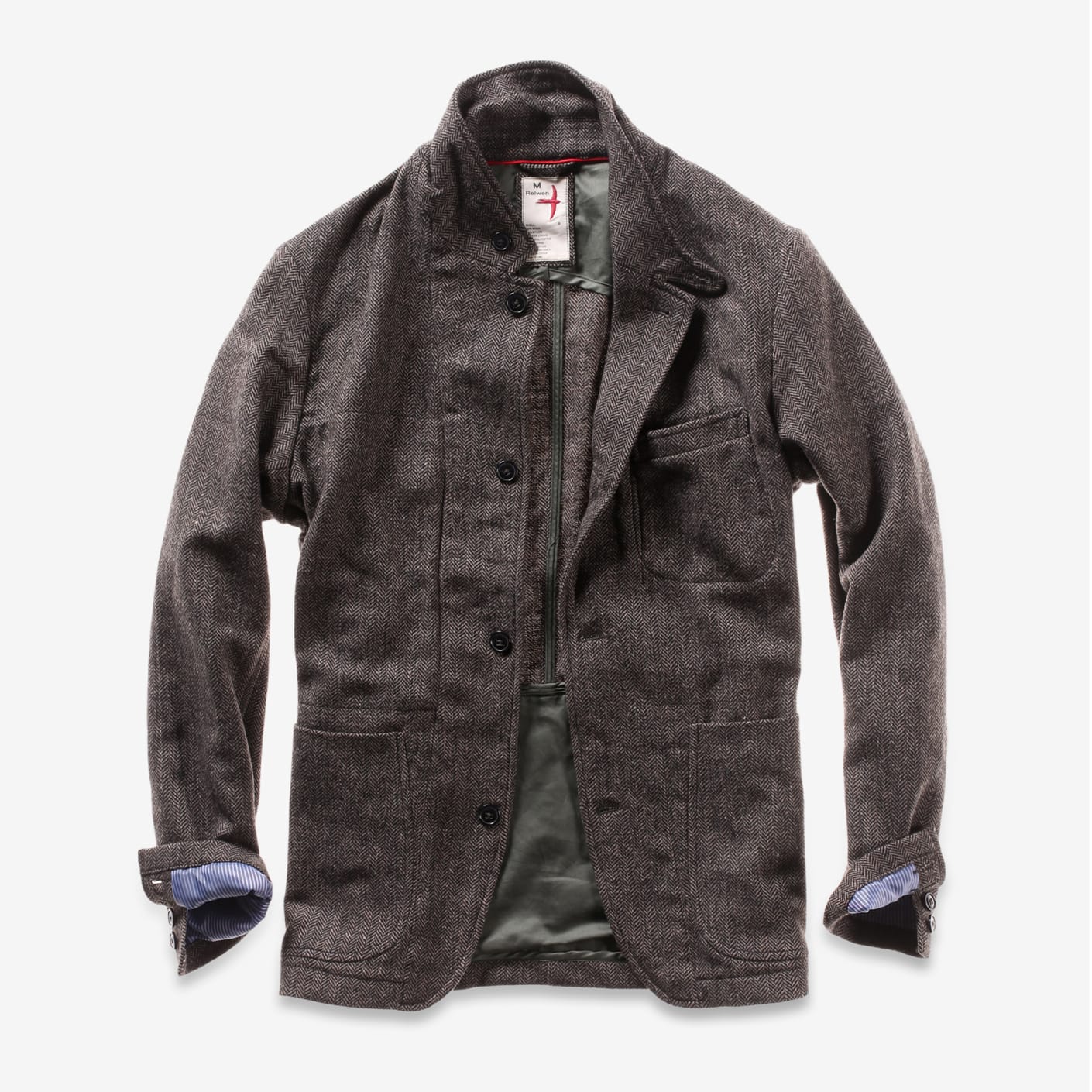 Relwen Heritage Trap Blazer – Mushroom Herringbone | Bespoke Post