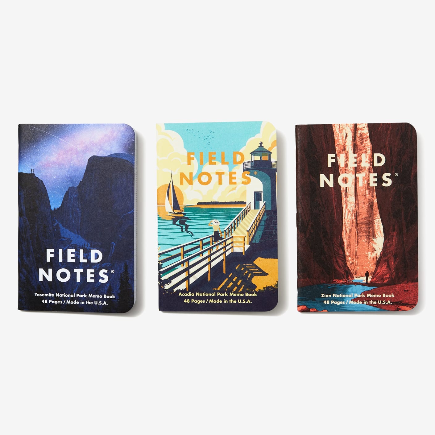 Field Notes Set of 3 Pocket Notebooks: Yosemite – Zion – & Acadia ...
