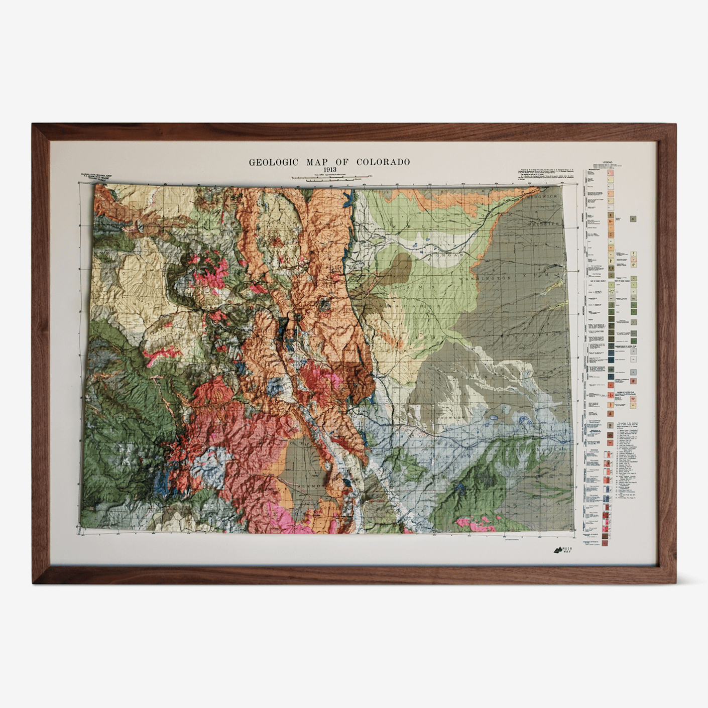 Muir Way Colorado 1913 3D Raised Relief Map | Bespoke Post