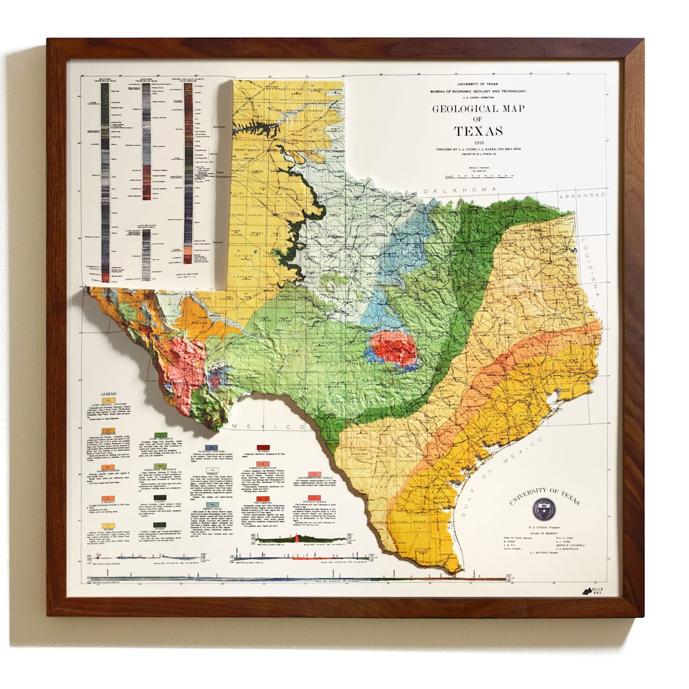Muir Way Texas 1916 3D Raised Relief Map | Bespoke Post