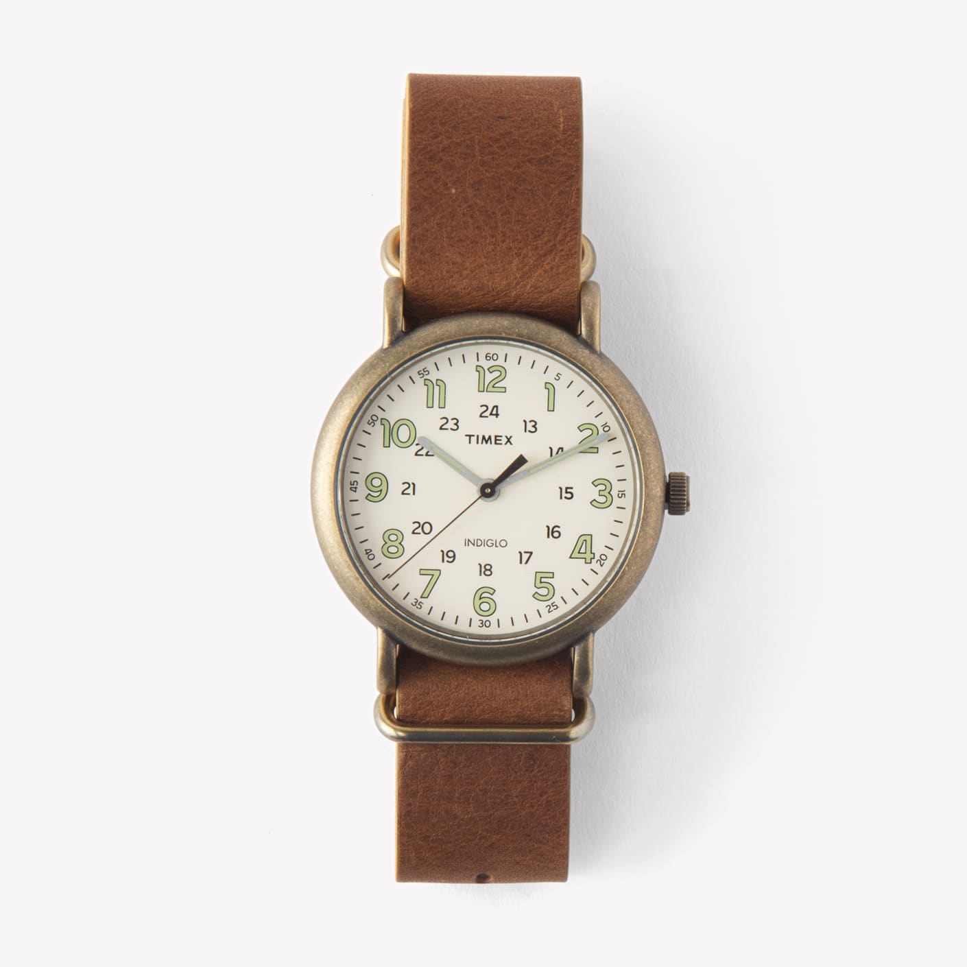 Timex Weekender Vintage Oversized Watch – Brown Leather Strap | Bespoke ...