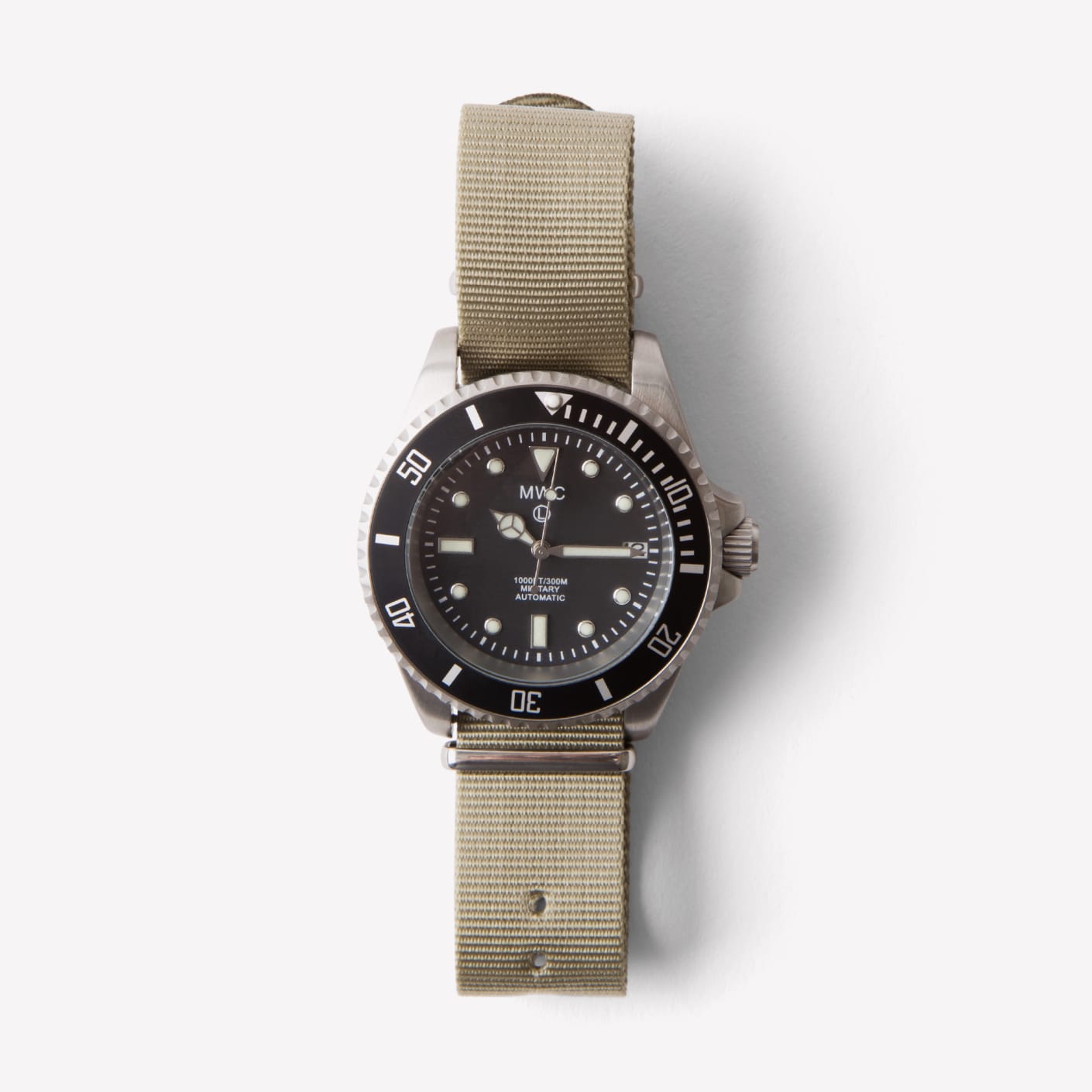 Military Watch Co. 24 Jewel 300m Submariner Watch, Desert Strap Black ...